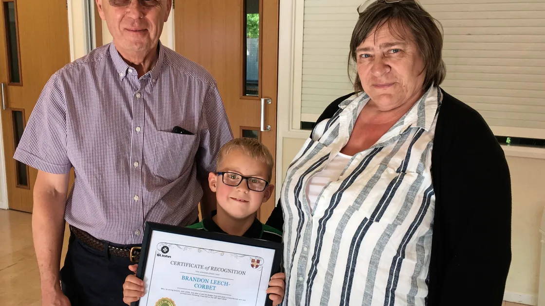Brandon, 7, remembers his first aid when nan collapses