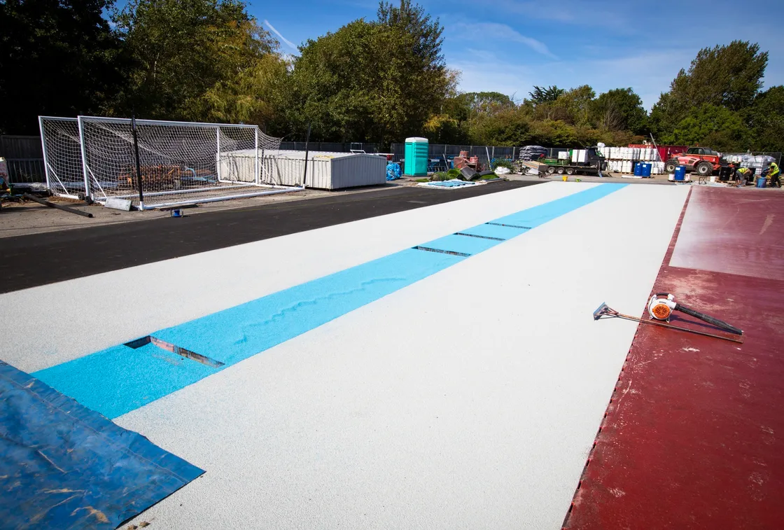 Footes Lane track turns blue