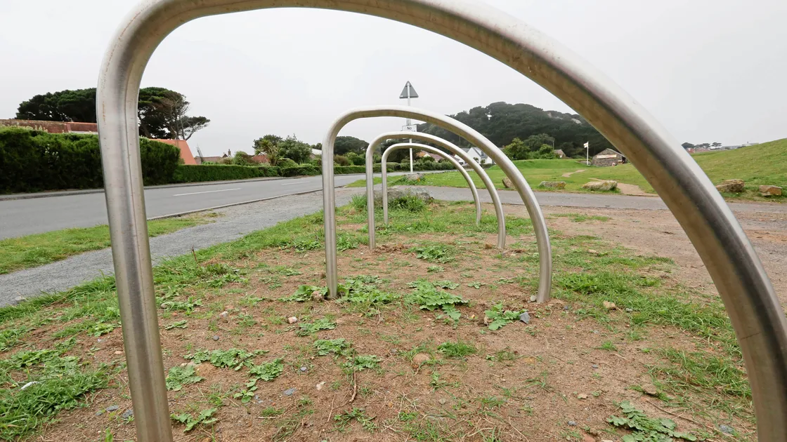 Cycle hoops placed around the island