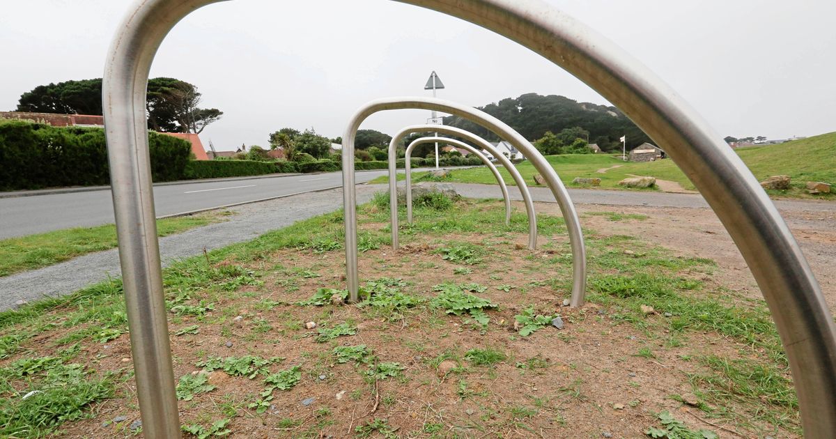 Cycle hoops placed around the island