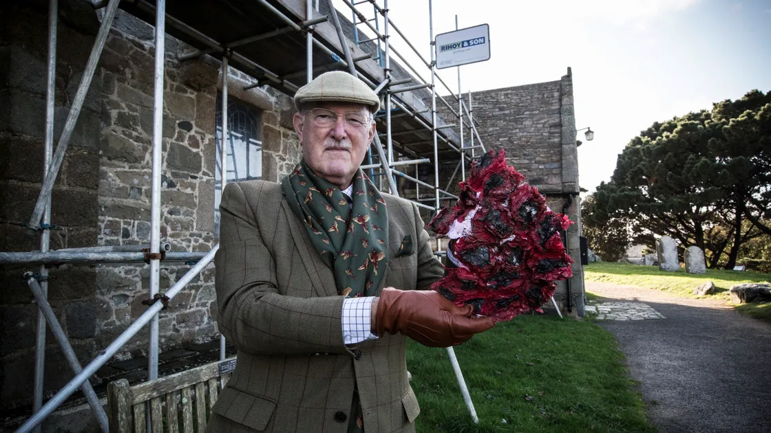 Poppy wreath desecrated by vandals at Vale Church