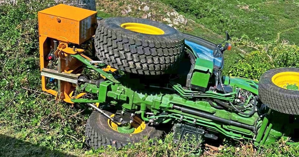 States Works tractor overturns on cliff-side Saints Bay Road