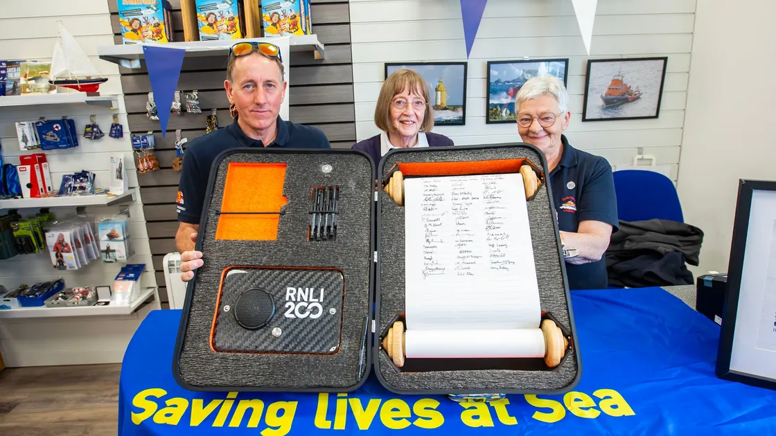 RNLI scroll marking 200 years is signed by islands