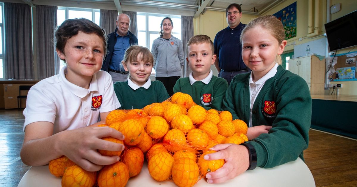 Les Cotils dishes out fruit for pupils