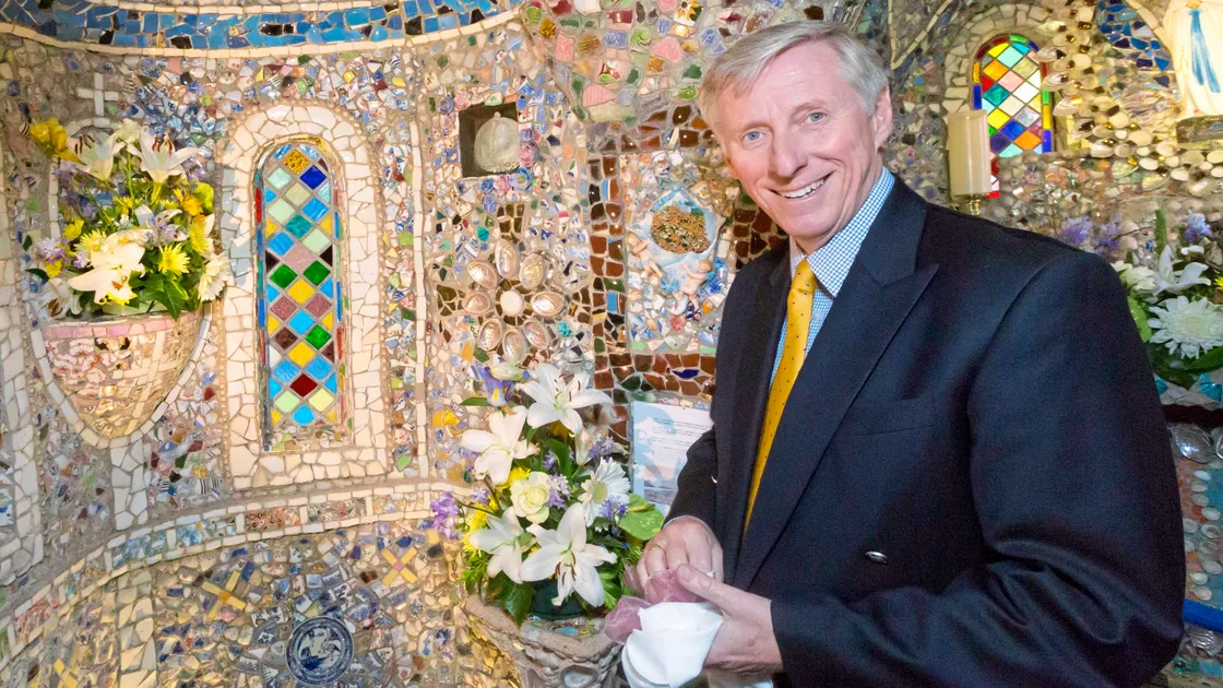 Plaque marks completion of inside work on Little Chapel