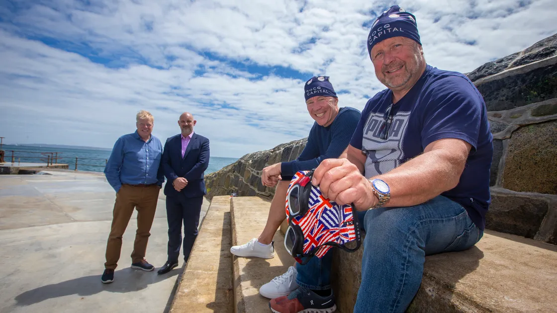 Trio swimming coastline for Business Beats Cancer